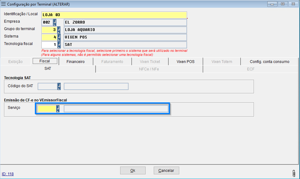Vinculando o serviço ao terminal
