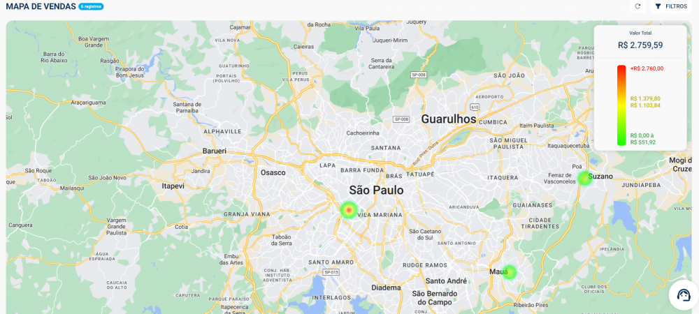 Mapa de vendas